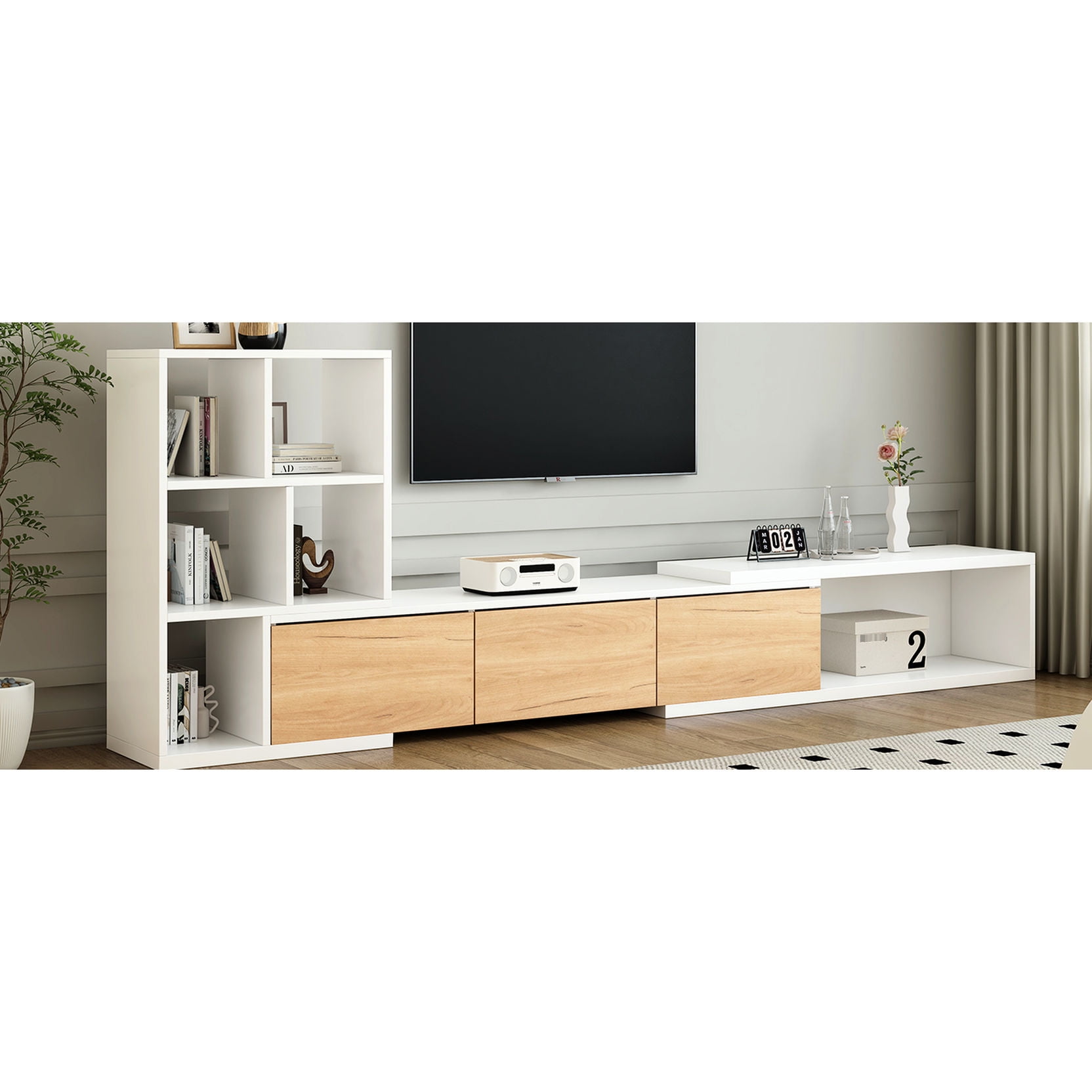 Extendable Entertainment Center with Two-tone Look / Fit into Different ...