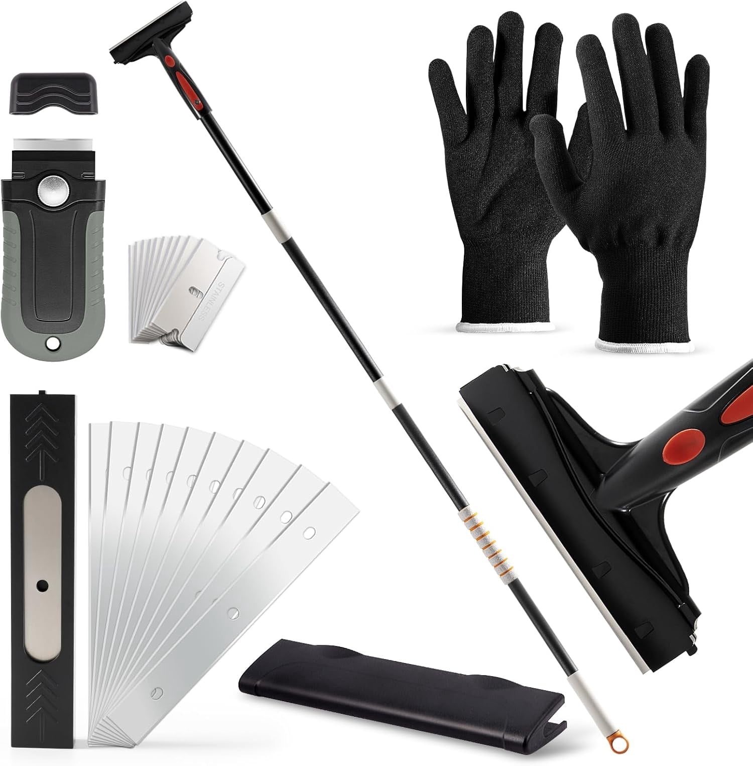 Extendable Floor Scraper 6" Wide Razor Scraper Tool with 17''-59" (1 ...