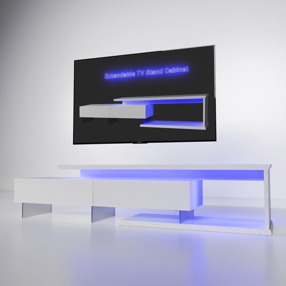Extendable LED TV Stand for TVs up to 100", Modern TV Console Table ...