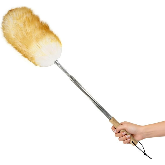 Extendable Lambswool Feather Duster 31-88 Inch, Anti-Static Wool Duster ...