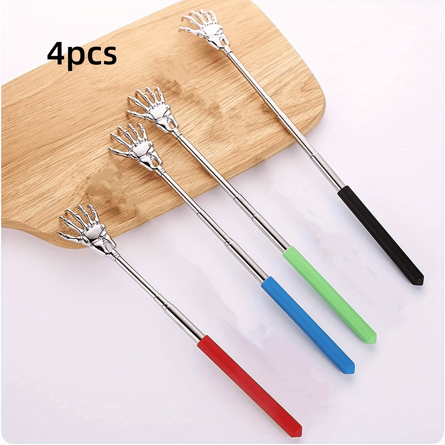 Extendable Metal Back Scratchers Set with Rubber Handles - Stainless ...