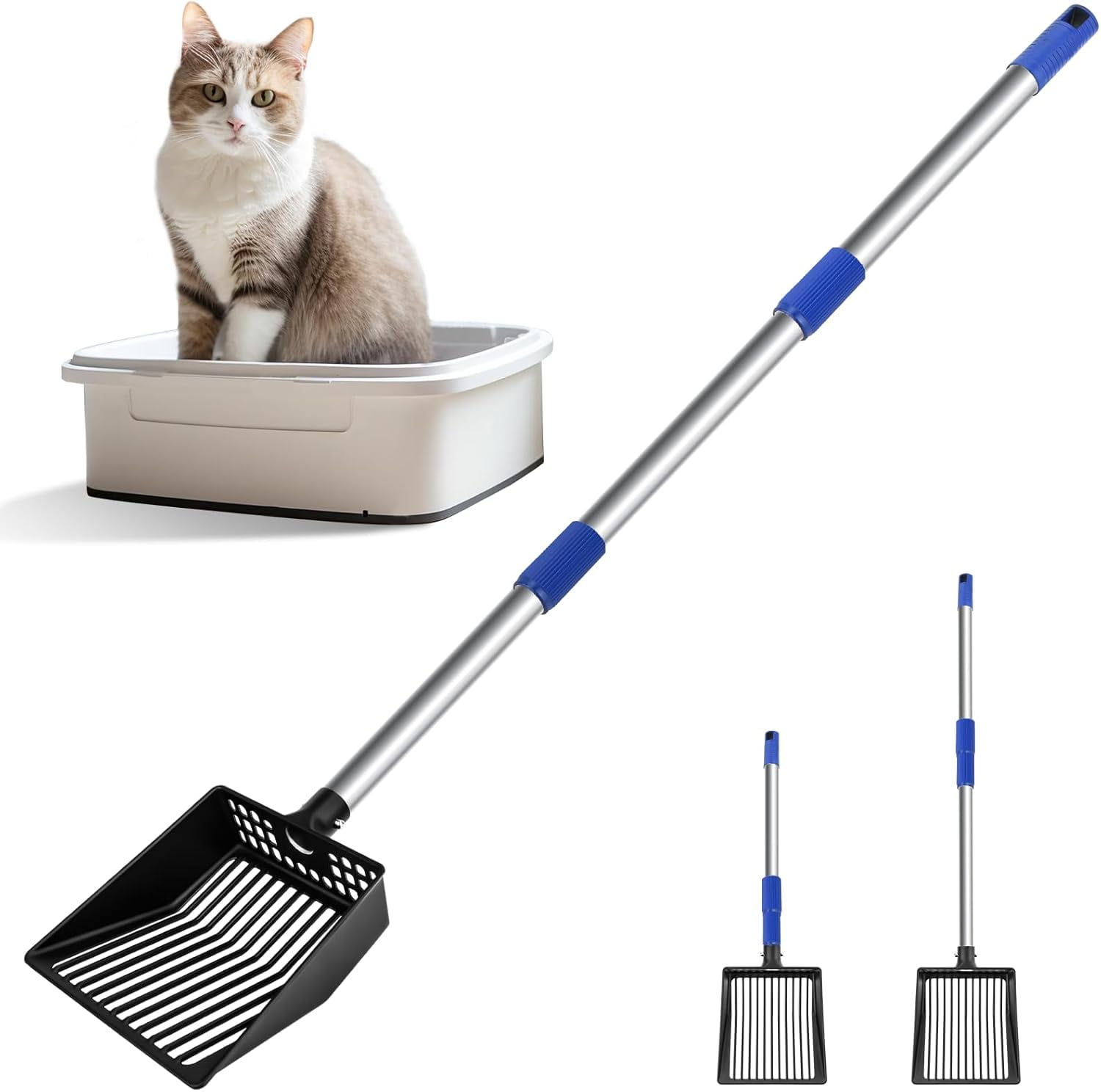 Extendable Metal Cat Litter Scoop, Long Handle Litter Sifting Shovel ...