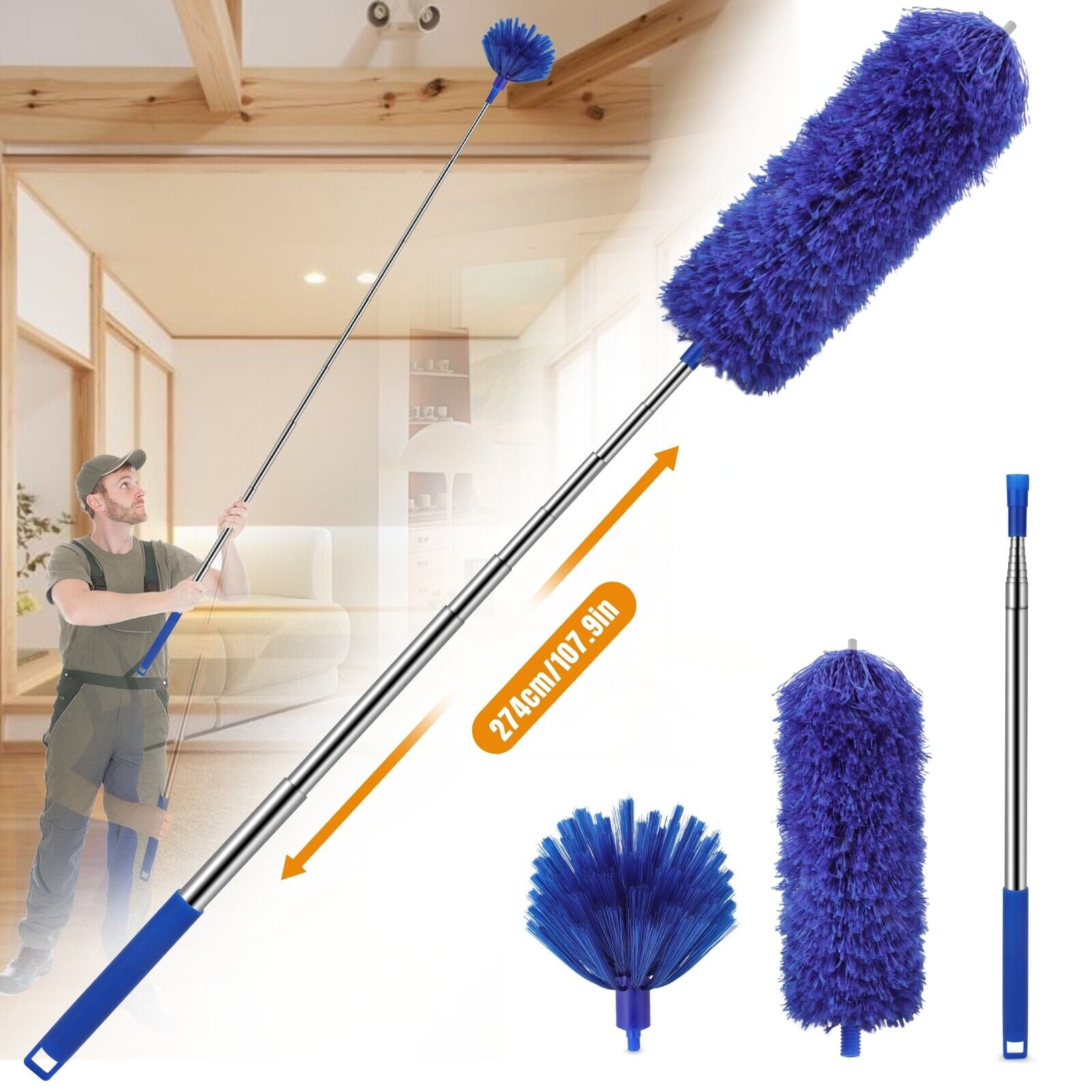 Extendable Microfiber Duster & Cobweb Dusting Brush Household Cleaning ...