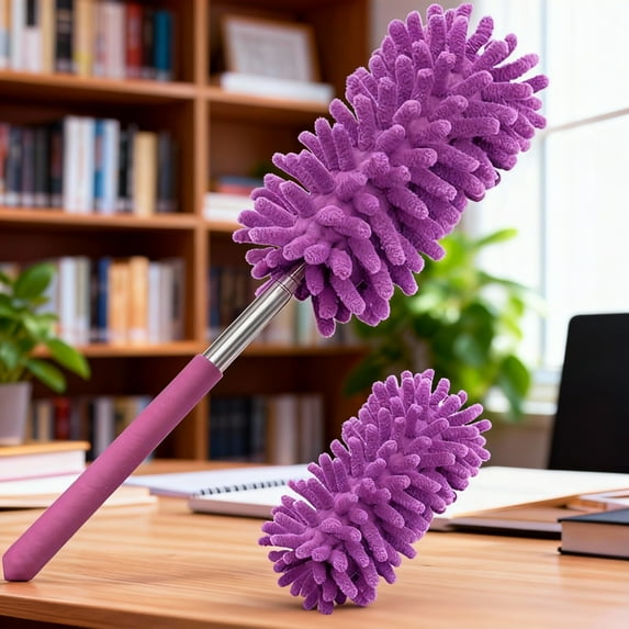 Extendable Microfiber Duster with 2pcs Replaceable Heads, Hand Washable ...