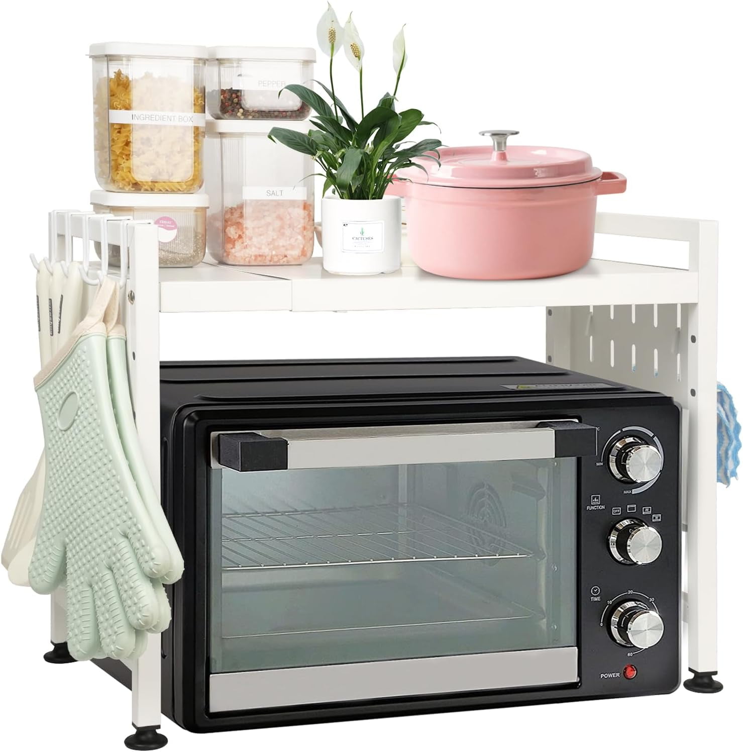 Extendable Microwave Oven Rack, 2 Tier Adjustable Microwave Shelf ...