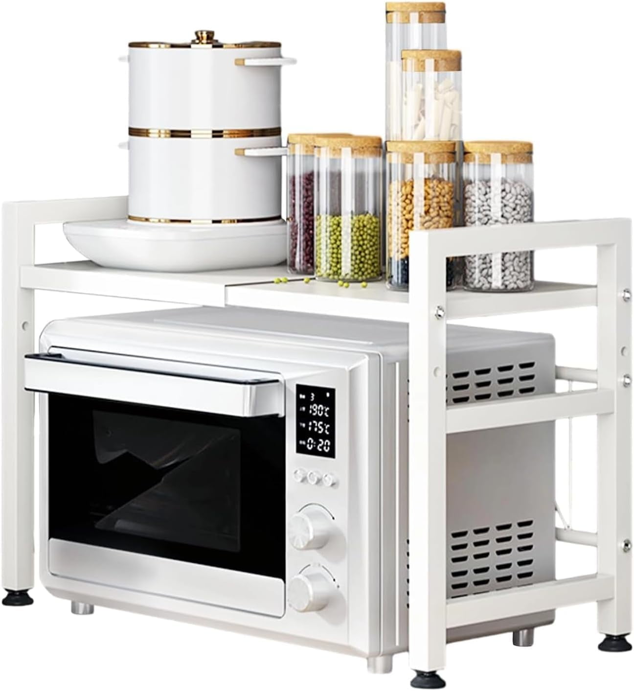 Extendable Microwave Oven Rack, Adjustable Height Microwave Toaster ...