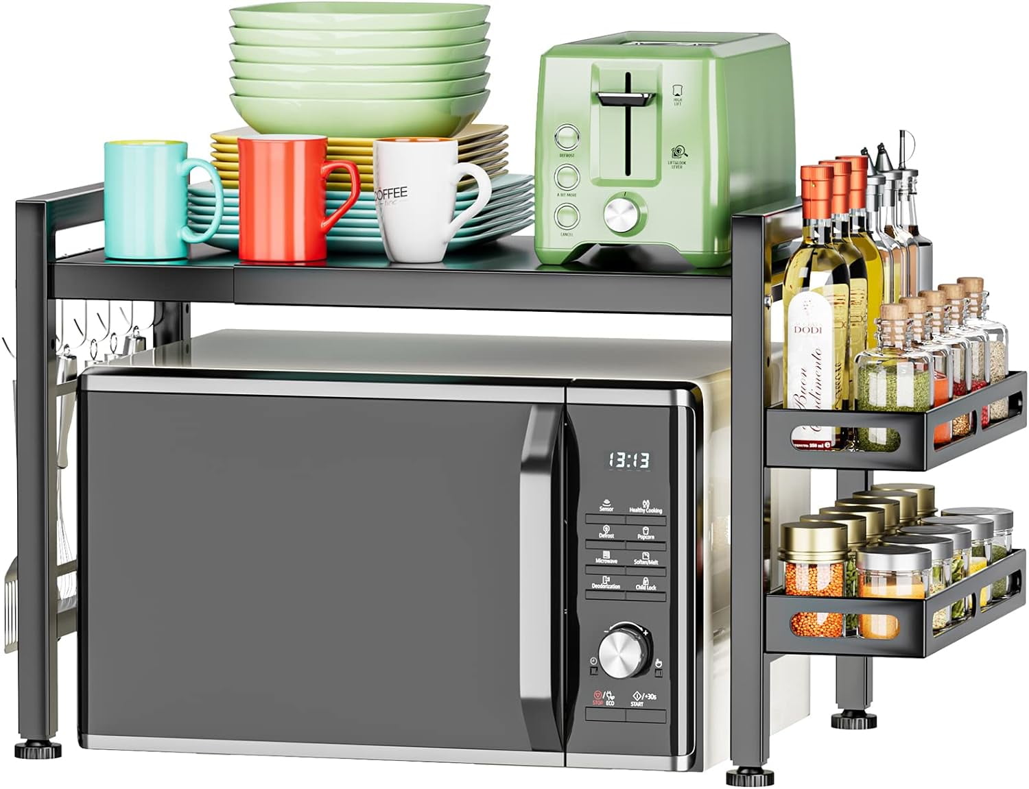 Over the Microwave Shelf - Adjustable Countertop Microwave Stand 2 Tier ...