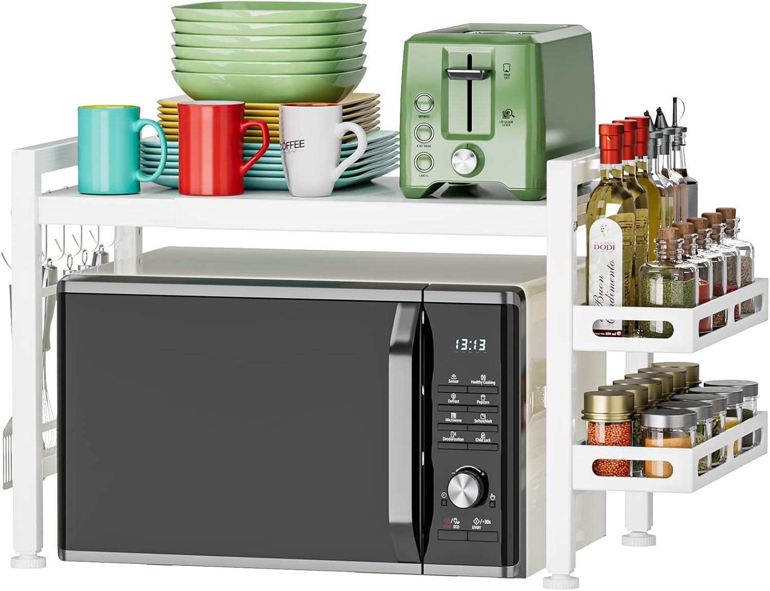 Over the Microwave Shelf - Adjustable Countertop Microwave Stand 2 Tier ...