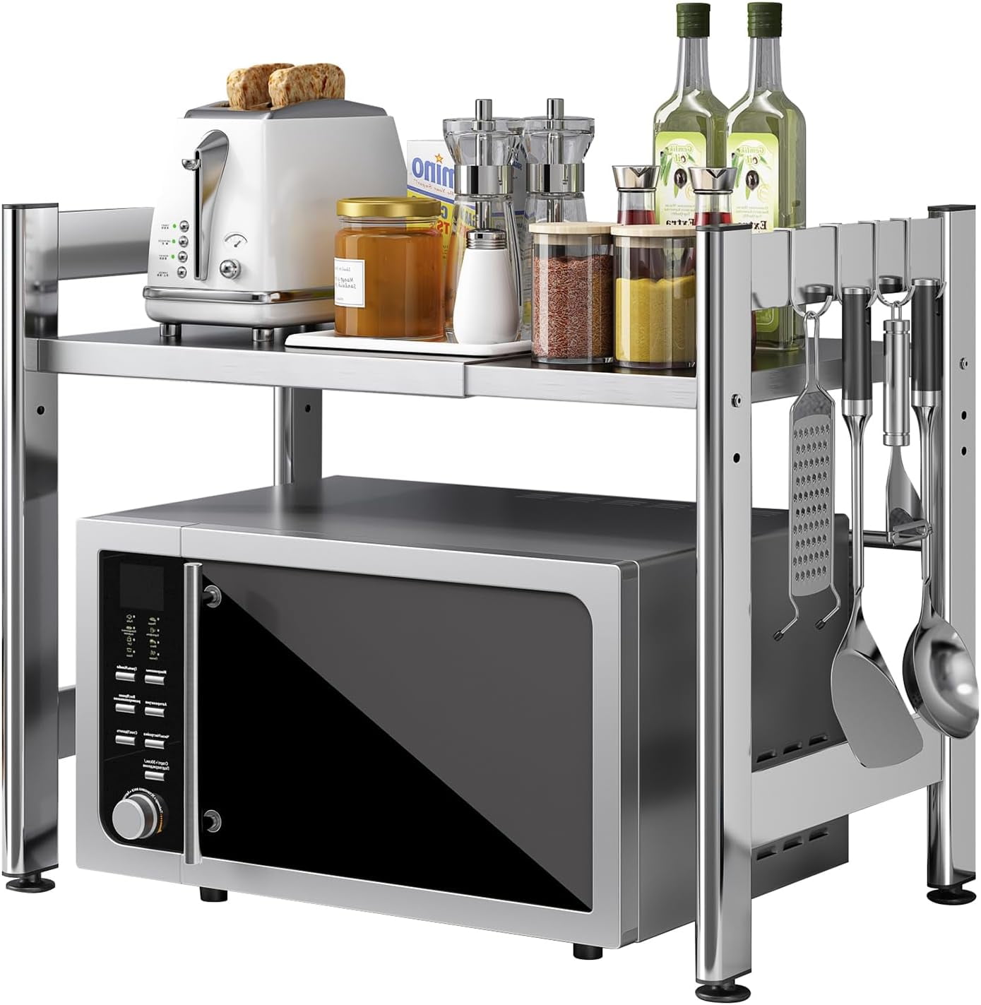 Extendable Microwave Oven Rack，Adjustable Microwave Stand Kitchen ...