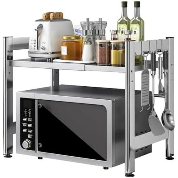 Extendable Microwave Oven Rack，Adjustable Microwave Stand Kitchen ...
