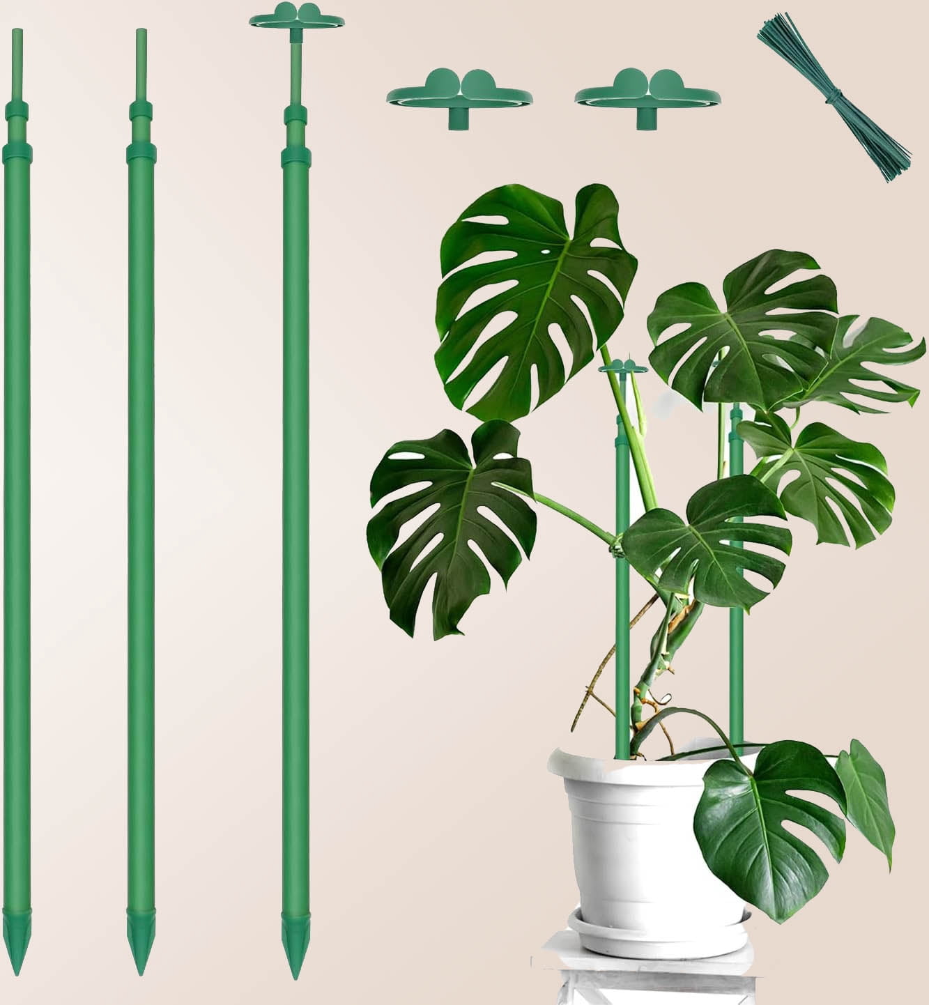 Extendable Plant Stakes, Plant Support Stake with Clips for Indoor ...