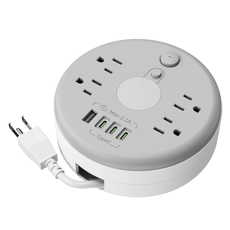 Extendable Power Socket Extender with 2.8m Retractable Cord, 4 AC ...