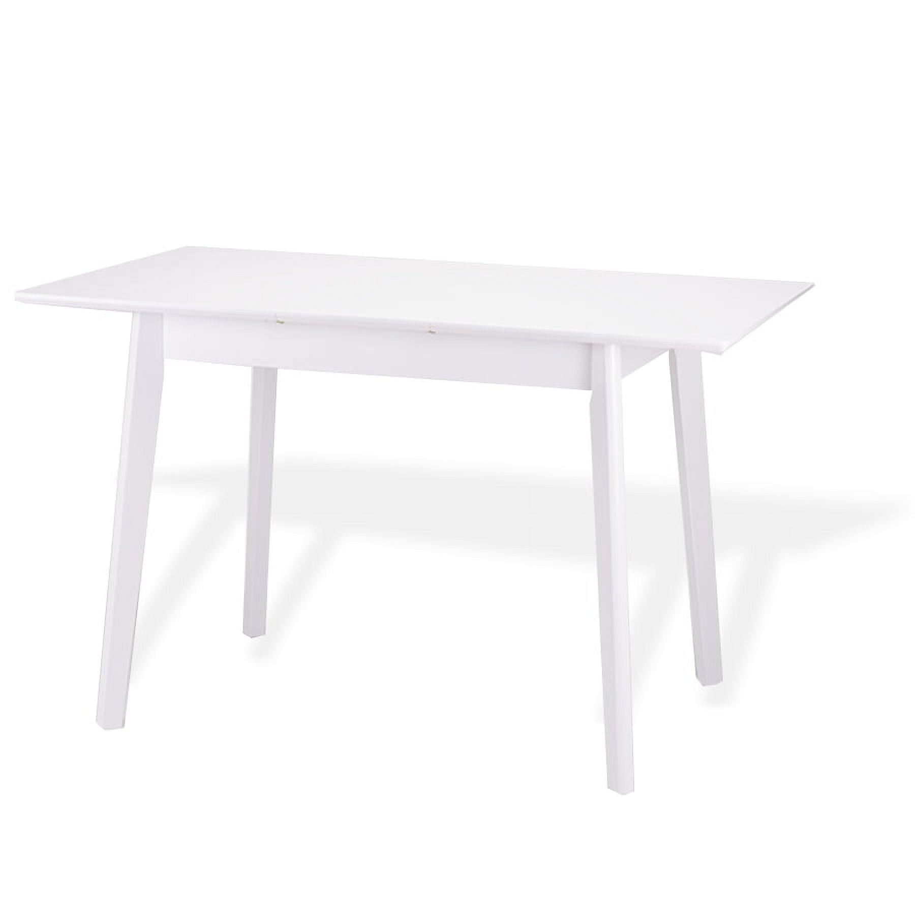 Extendable Rectangular Dining Room Table Modern Solid Wood, White Color ...