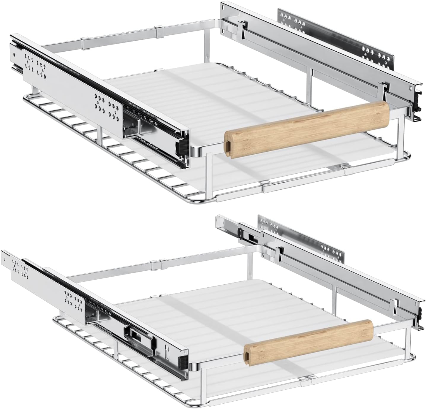 Extendable Roll-Out Sliding Basket Pull-Out Cabinet Organizer Slide Out ...