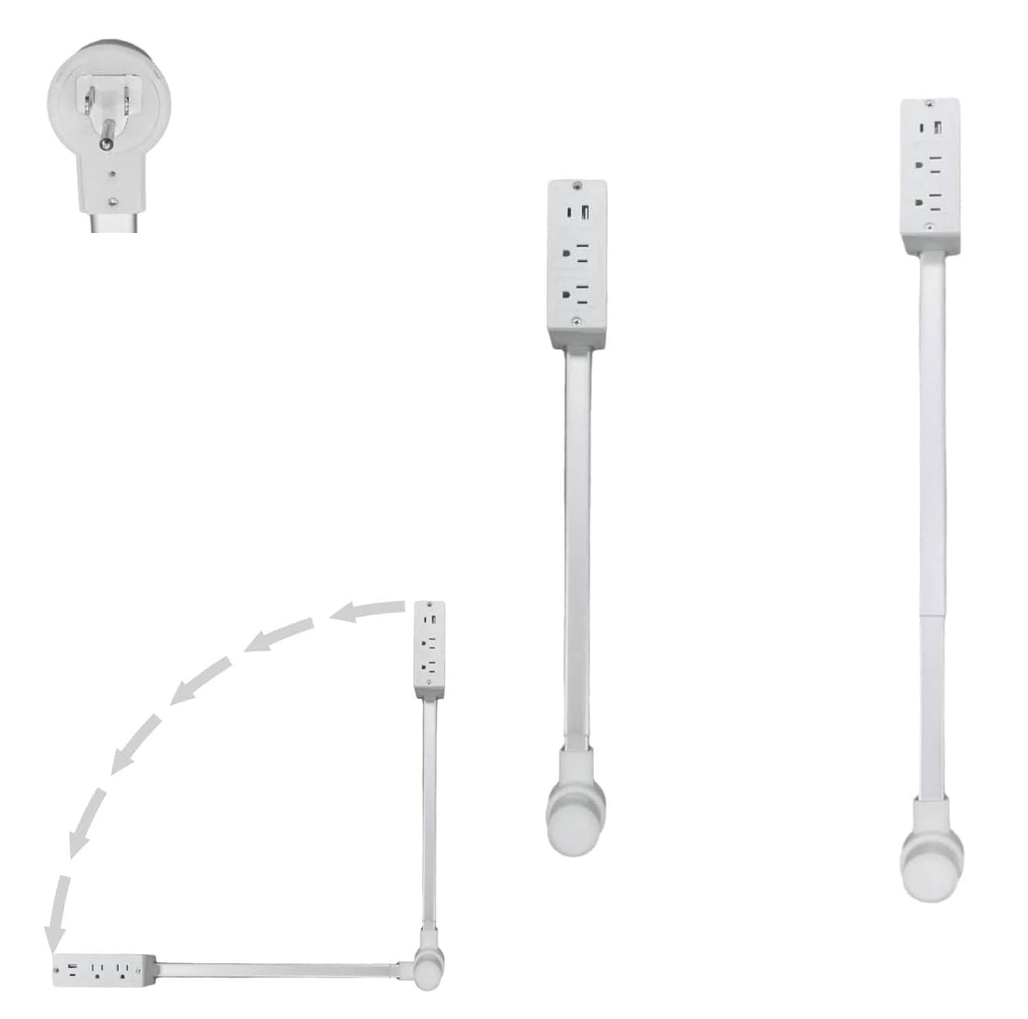 Extendable and Rotating Outlet, with USB-A, USB-C & 2 Ac Outlets ...