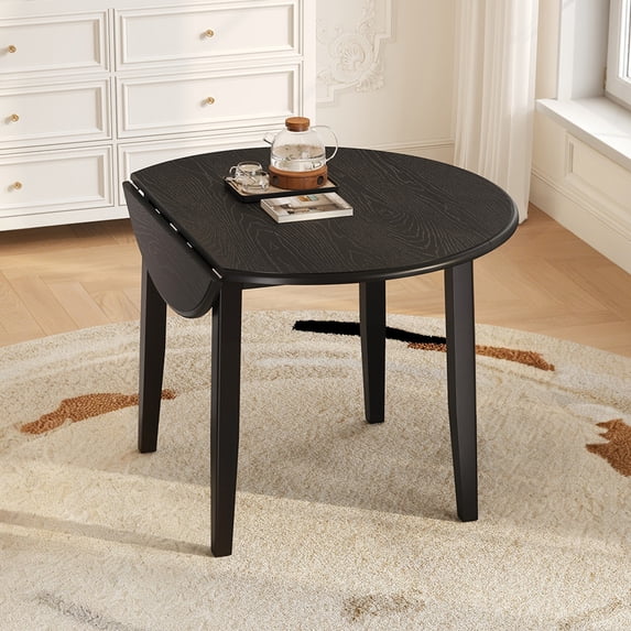 Extendable Round Dining Table for 2–4 People Folding Wood Dining Table ...