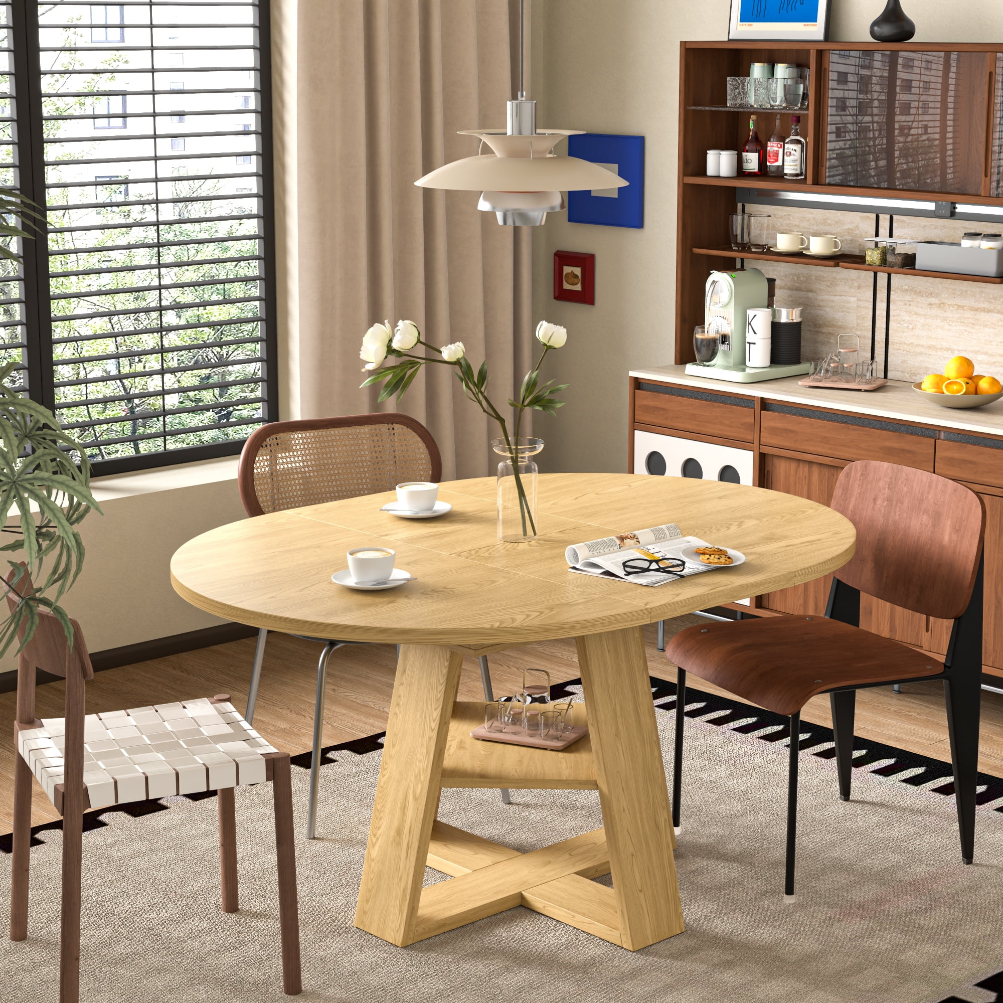 Extendable Round Dining Table, odern Kitchen Oval Dining Table Oval ...