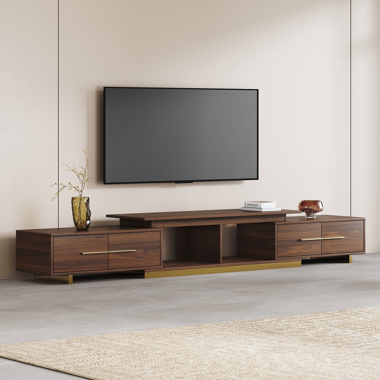 Extendable TV Stand with Drawers, Modern TV Console for up to 100 Inch ...