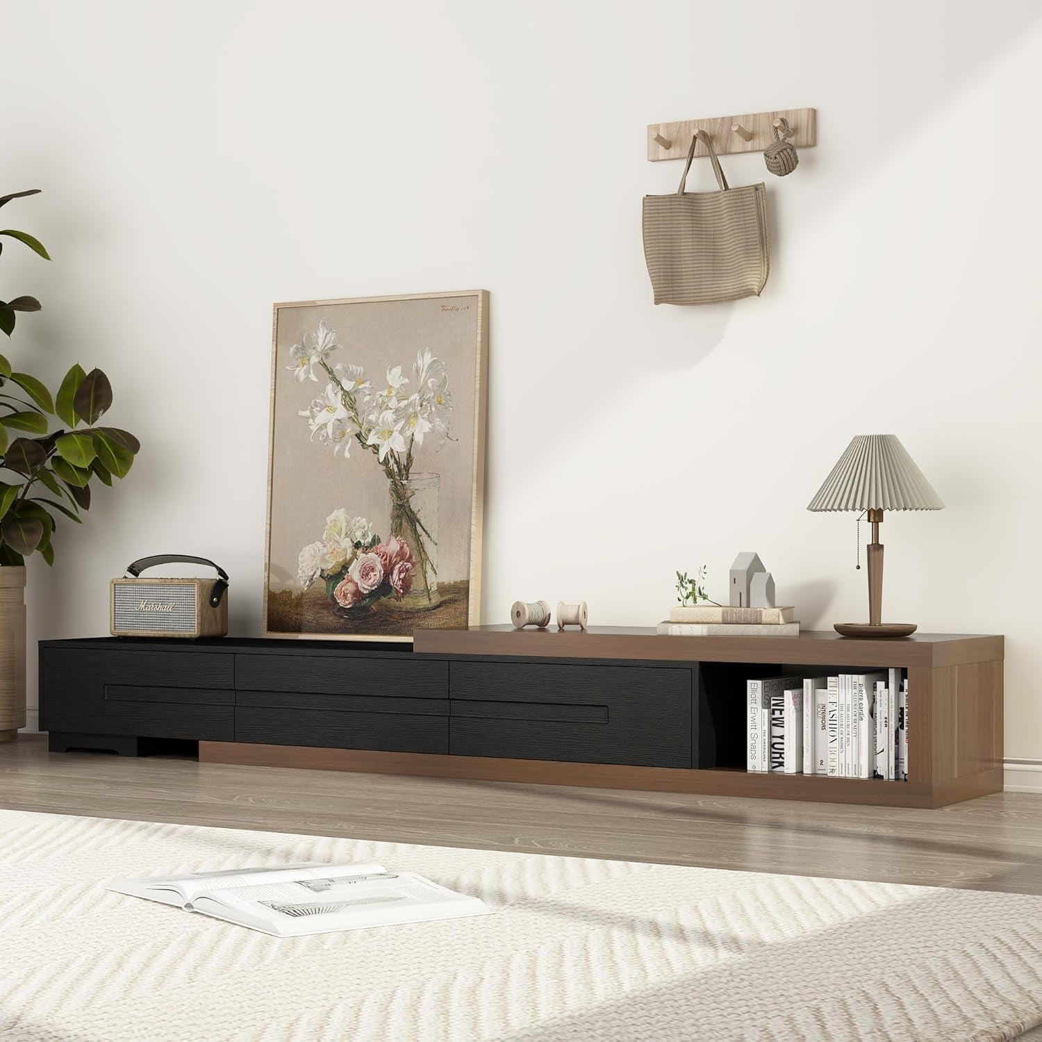 Extendable TV Stand, Modern Entertainment Center for Up to 120 Inch TV ...