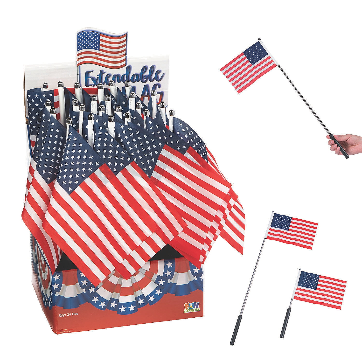 Extendable Usa Flag (Pc/Upc, 24/Db) - Home Decor - 24 Pieces - Walmart.com