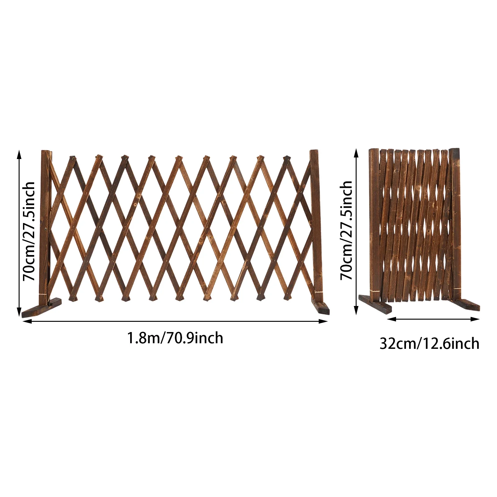 Extendable Wooden Garden Trellis Fence with Retractable Gate Expandable ...