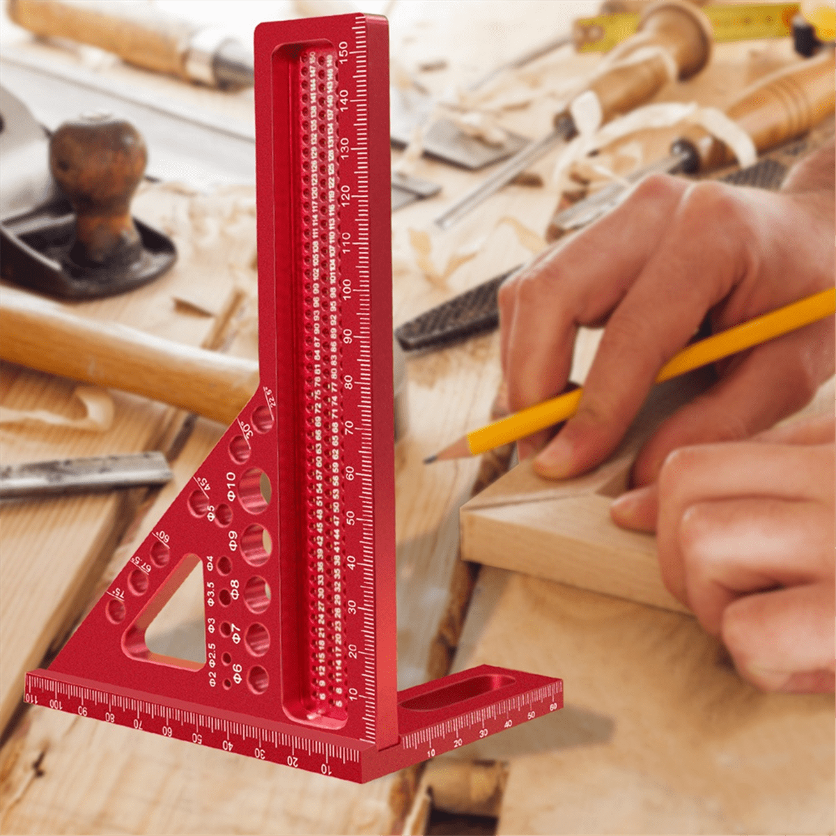 Extended 3D Multi-Angle Measuring Ruler Woodworking Square Protractor W ...