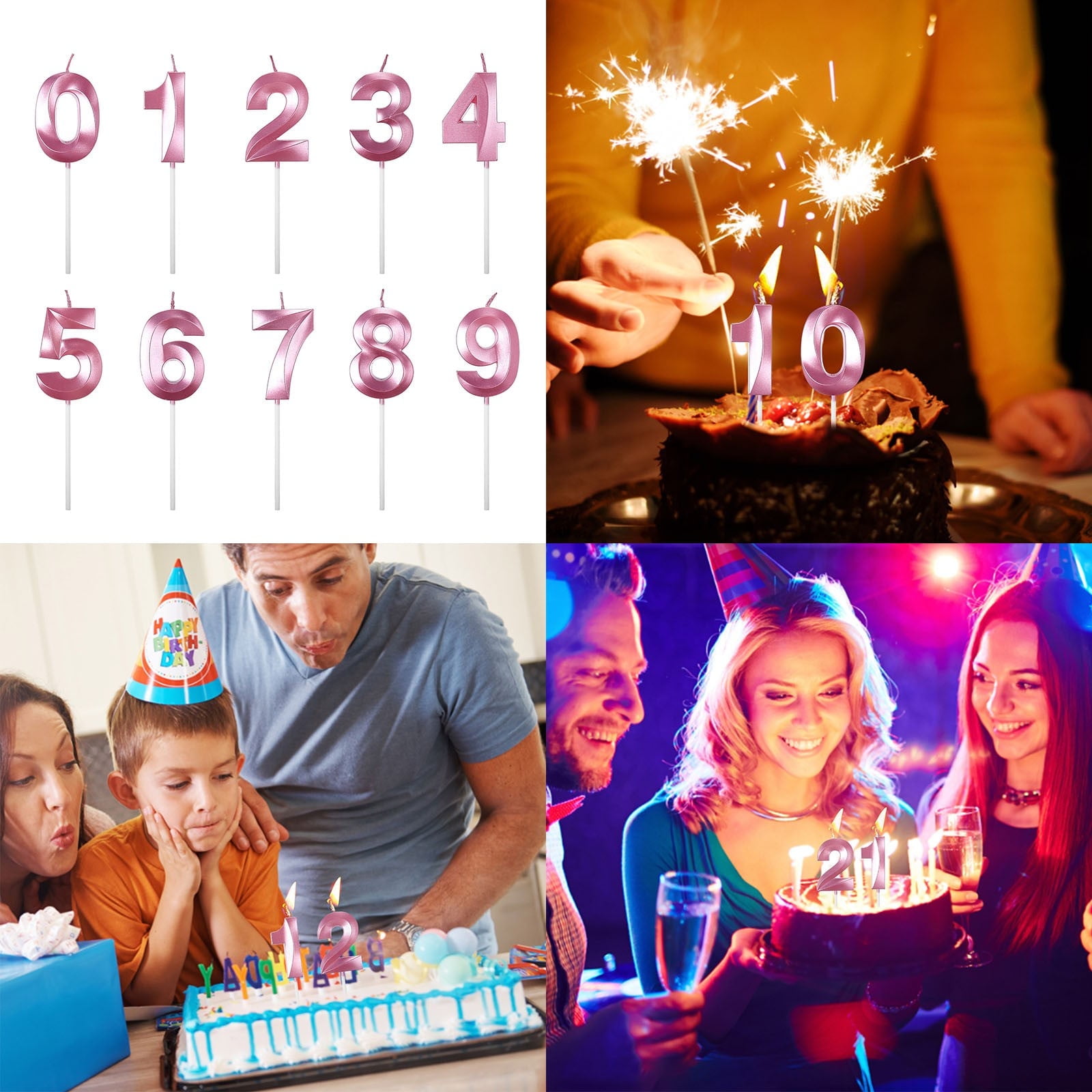 Extended Big Number Birthday Candles, Multicolor 3D Cake Topper for ...