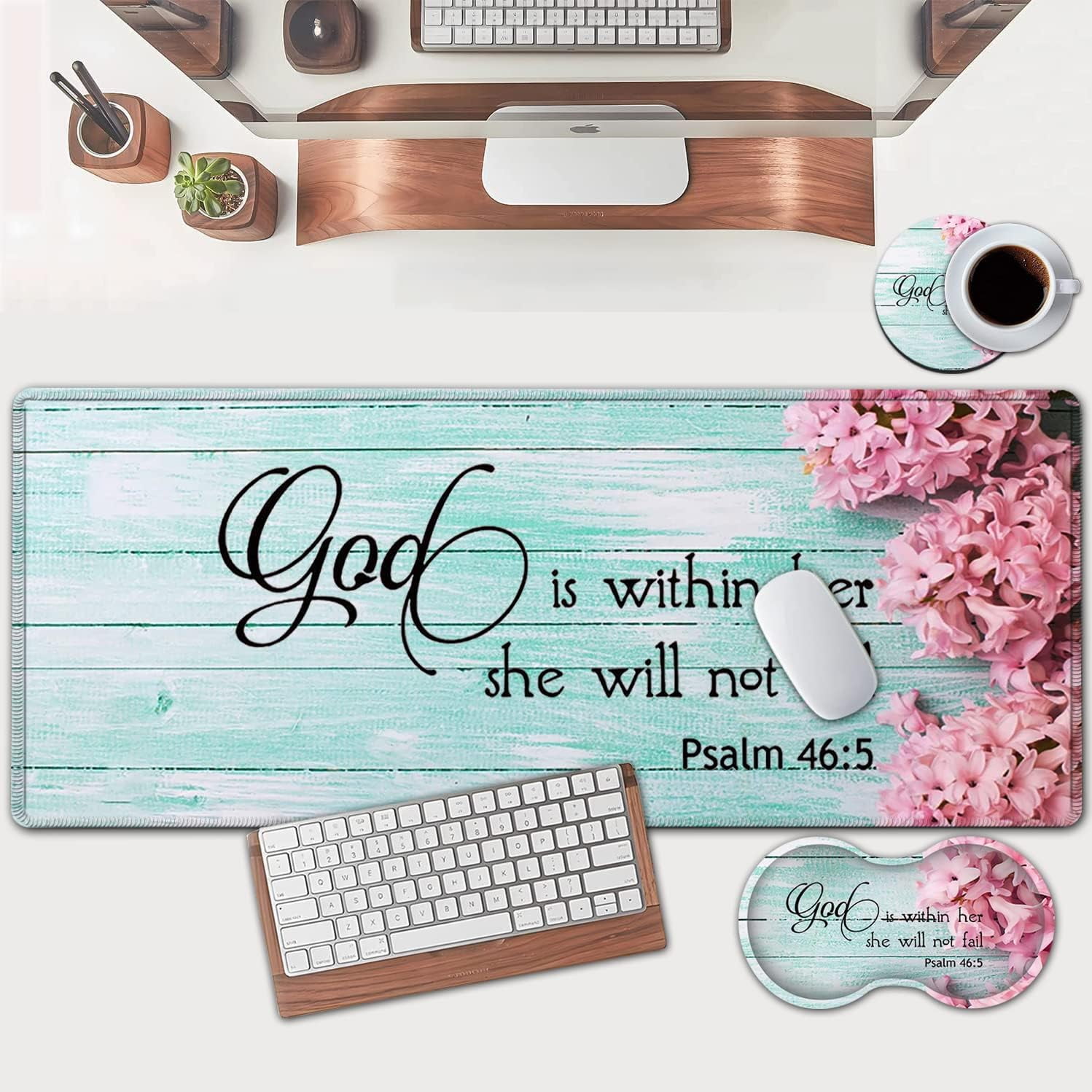 Extended Desk Mouse Pad With Memory Foam Wrist Rest 31.5×11.8 in Pink ...