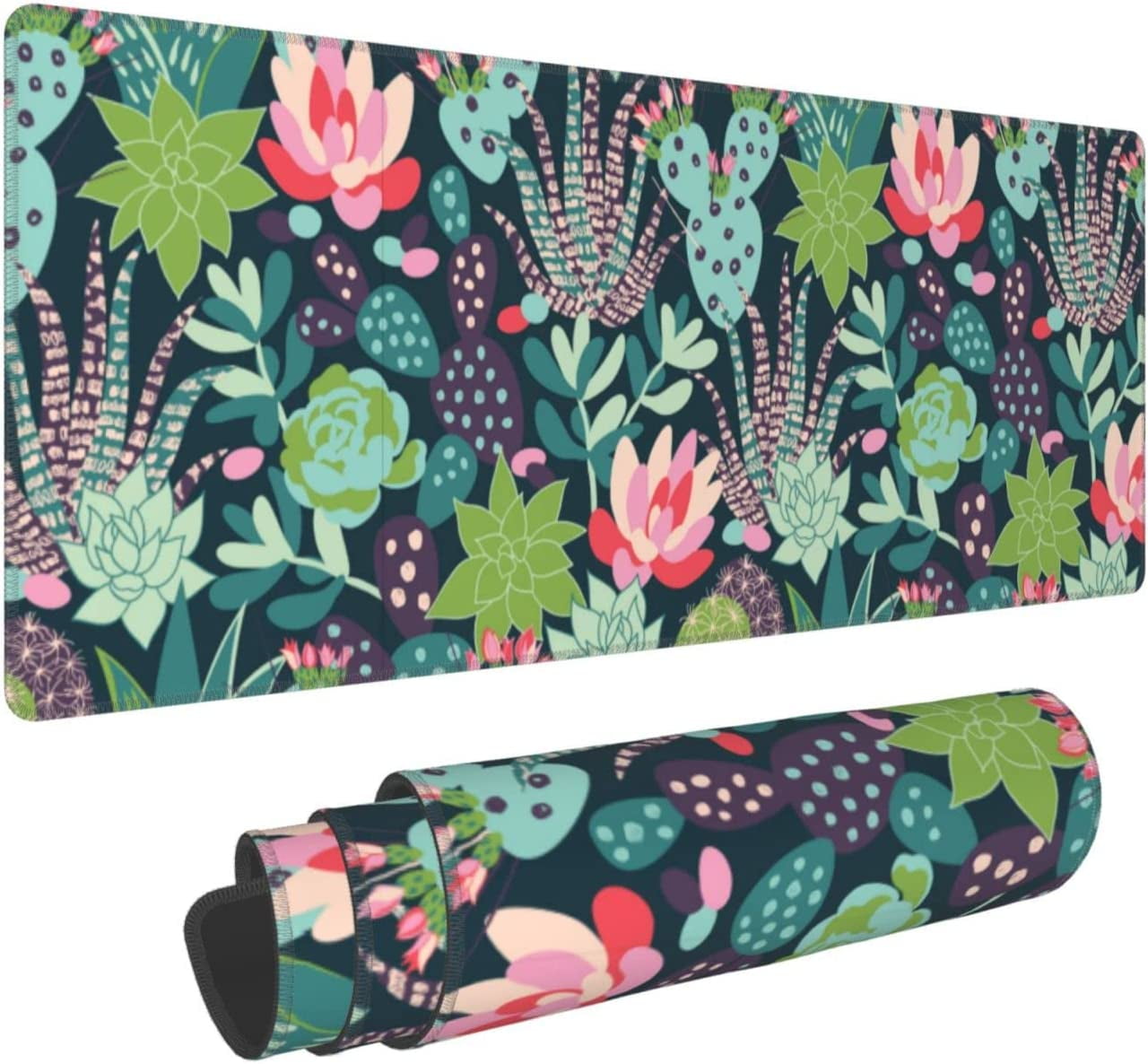 Extended Floral Gaming Mouse Pad, Succulent XL Large Mousepad with ...