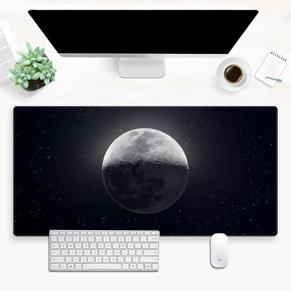 Extended Galaxy Gaming Mouse Pad XL Desk Mat with Moon Sci Fi Design ...