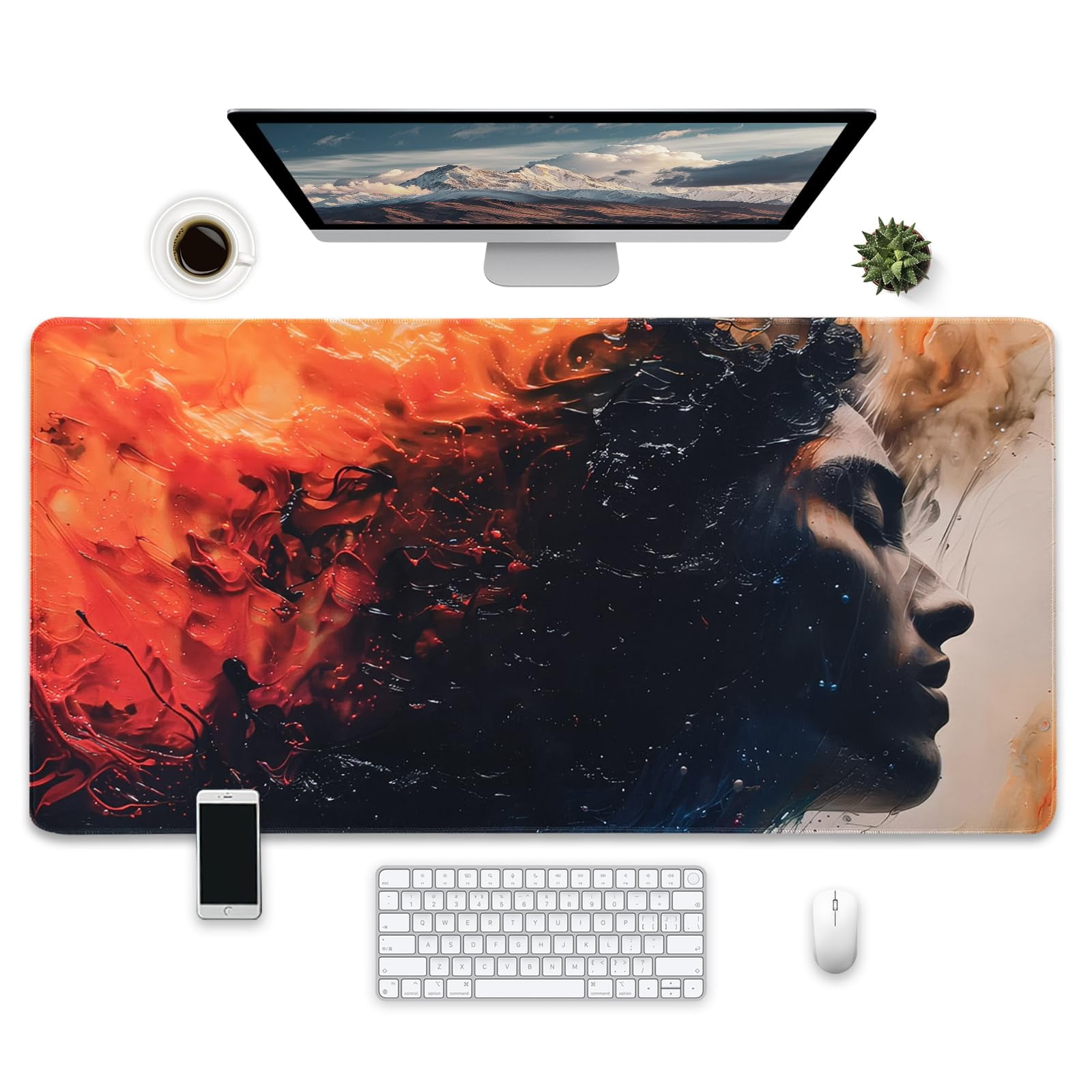Extended Gaming Mouse Pad, Artistic Abstract Design, Large Desktop Mat ...