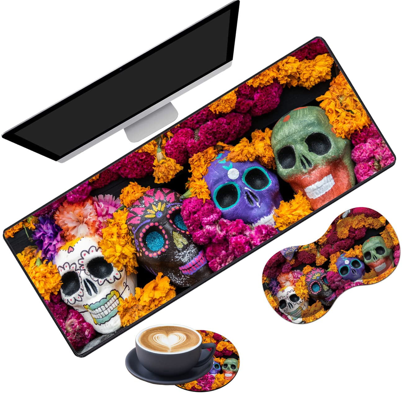 Extended Gaming Mouse Pad Desk Pad Keyboard Pad, Mouse Wrist Rest and ...