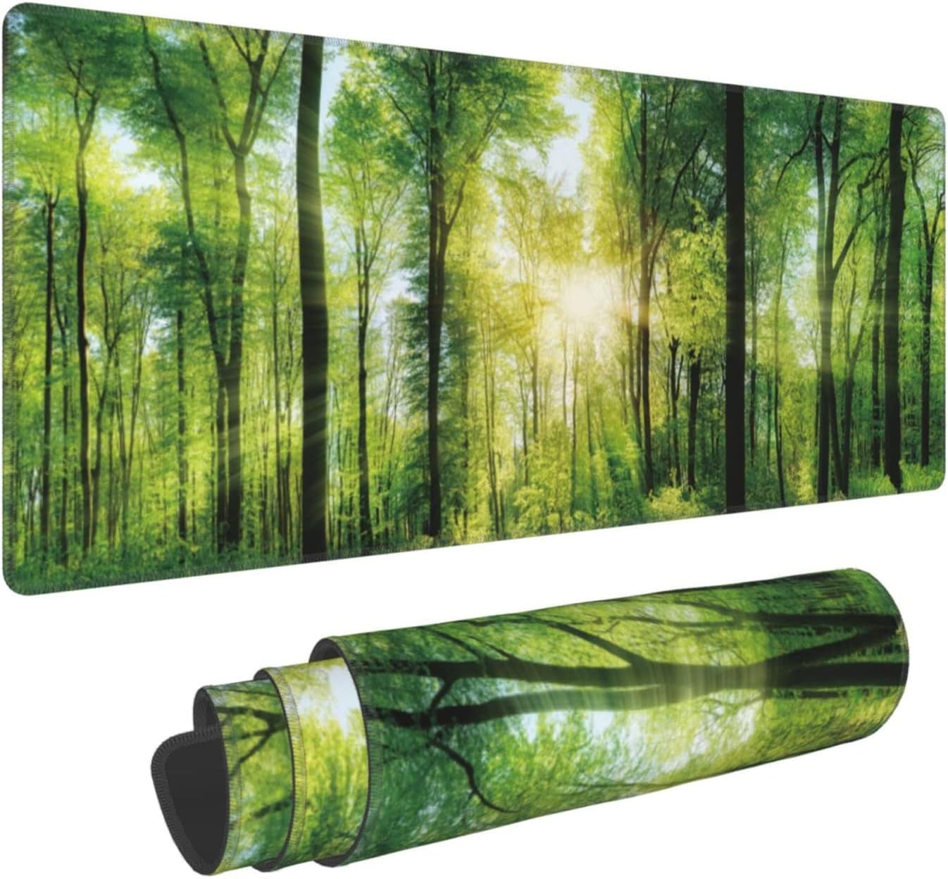 Extended Gaming Mouse Pad Large Desk Mat with Scenic Forest Design Non ...