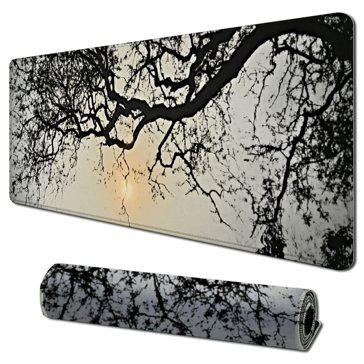Extended Gaming Mouse Pad Shadow Tree Black and White Tree Thick Desk ...
