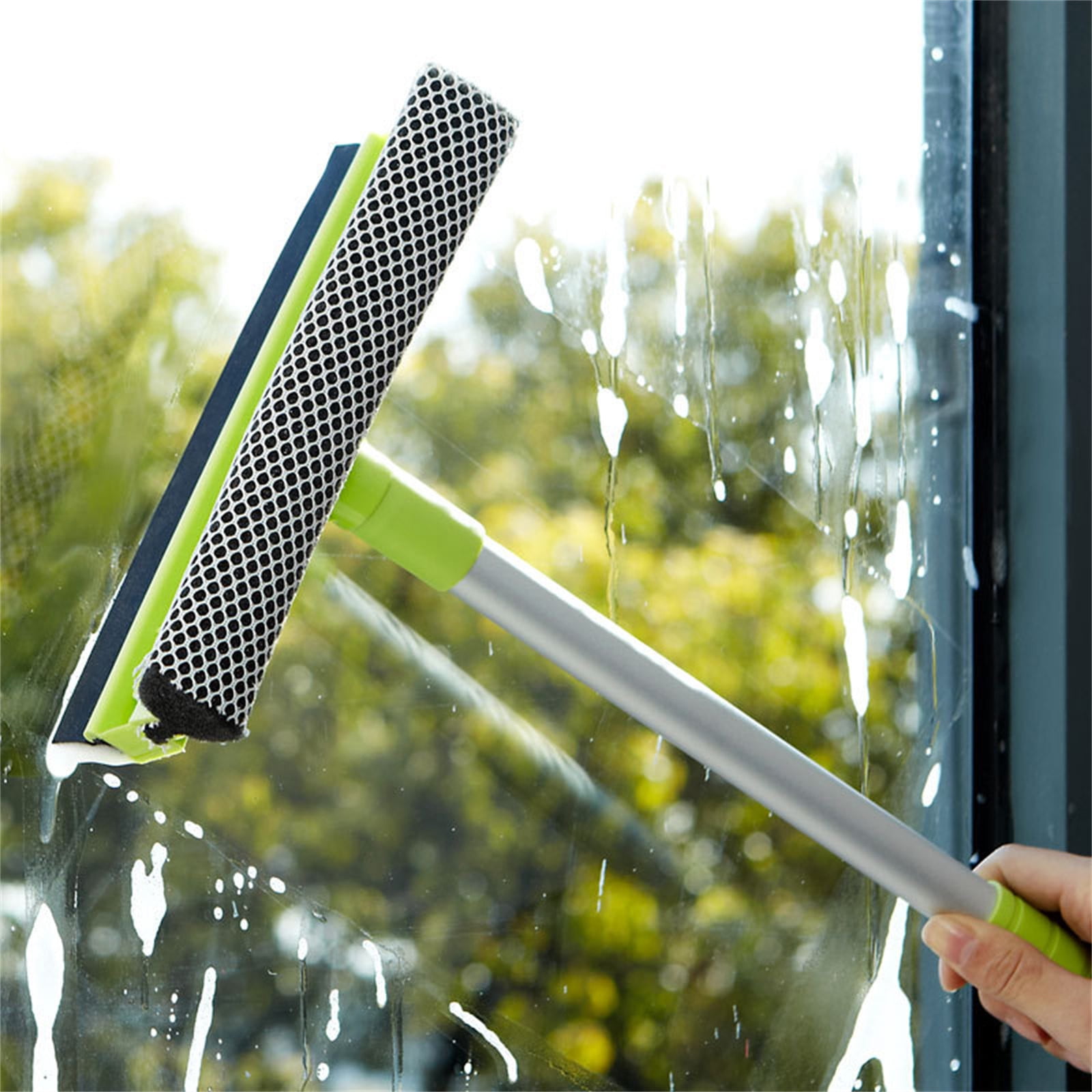 Extended Handle Glass Cleaner, Detachable Double-sided Window Brush ...