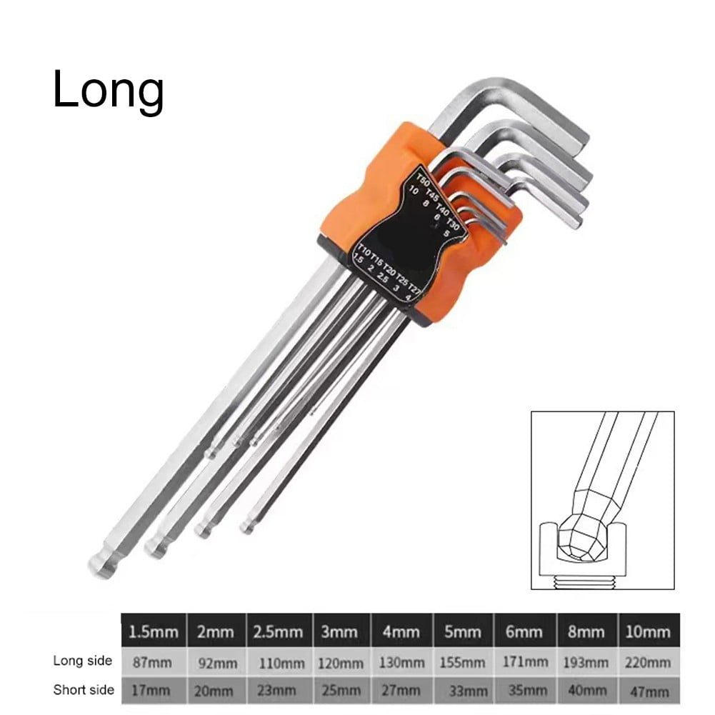 Extended Handle Hex Wrench Set Multiple Specification Hex Key Pcs L ...