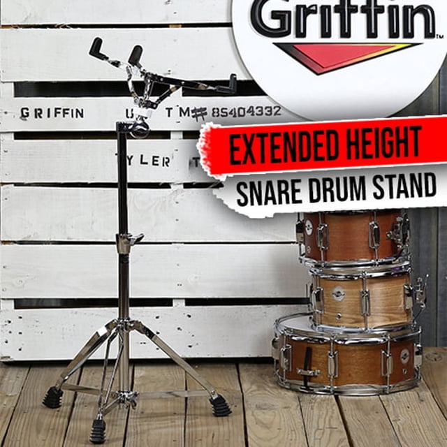Griffin Extended Height Snare Drum Stand, Adjustable, Double Braced ...
