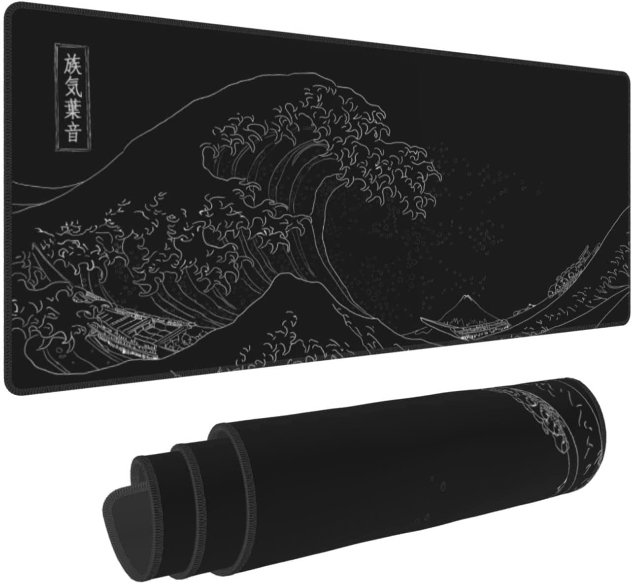 Extended Large Anime Black Mouse Pad The Great Wave off Kanagawa ...