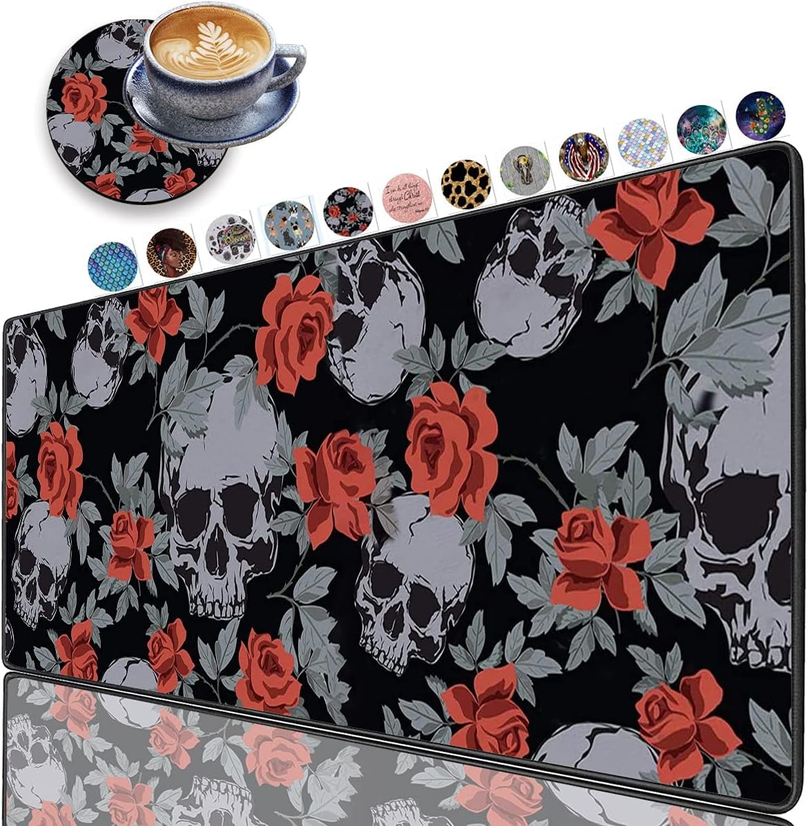 Extended Large Gaming Mouse Pad and Coaster with Stitched Edge 31.5x11 ...