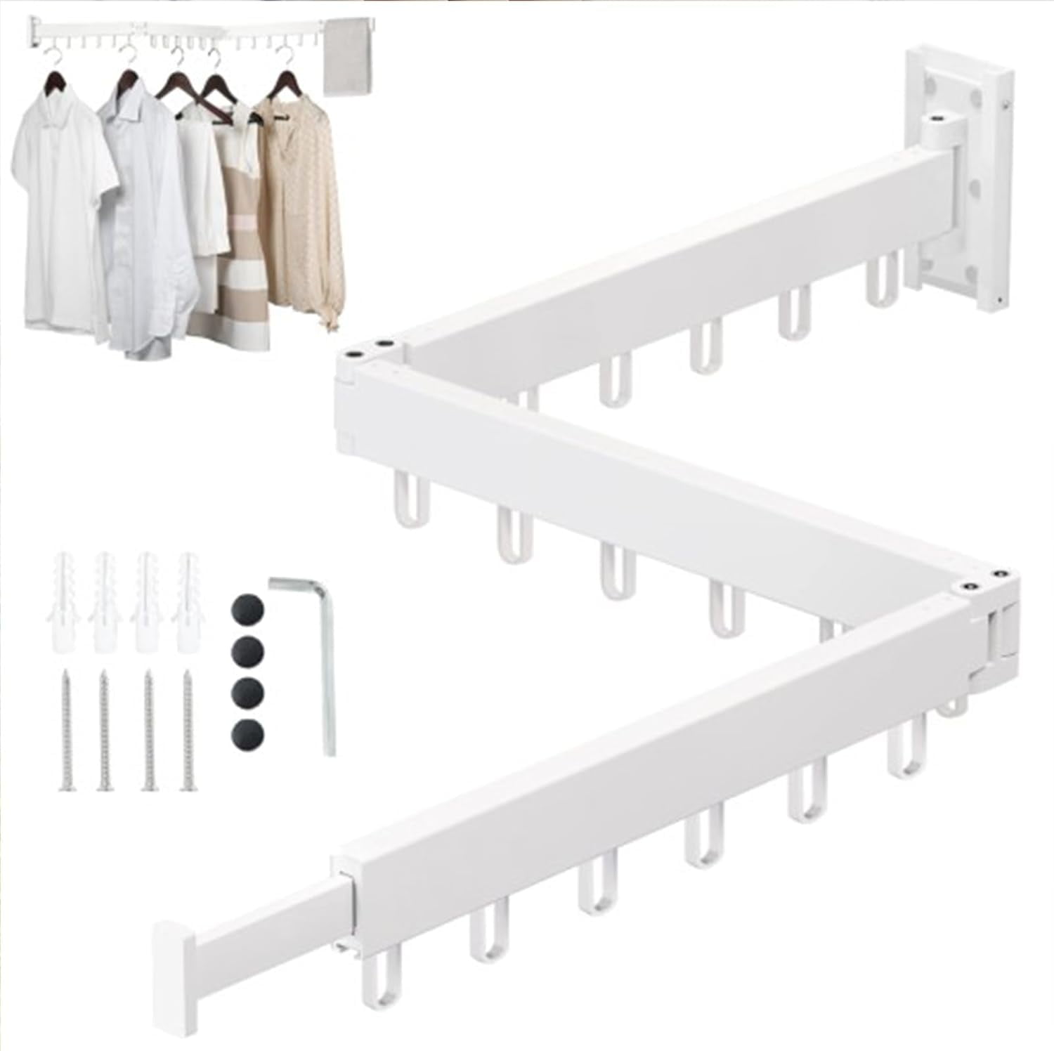 Extended Laundry Rack by Wall, Wall Mount Folding Clothes Drying Rack ...