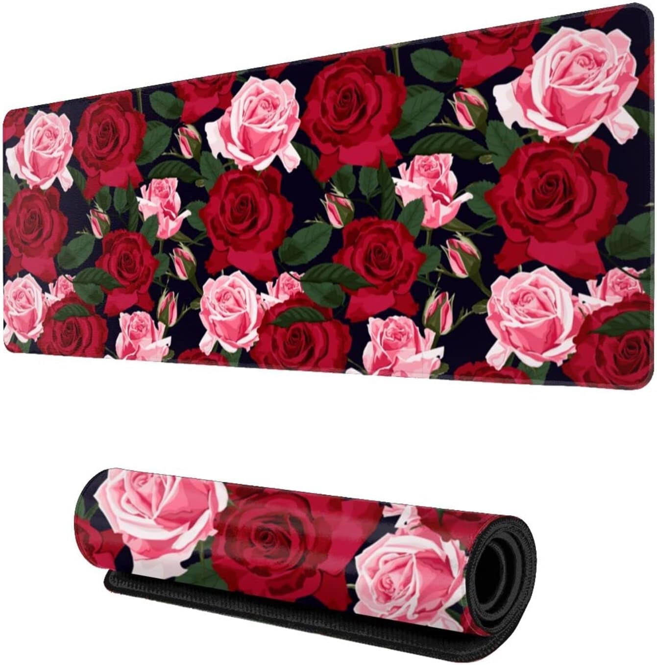 Extended Long Cute Large Mouse Pad, Vintage Roses Floral Gaming ...