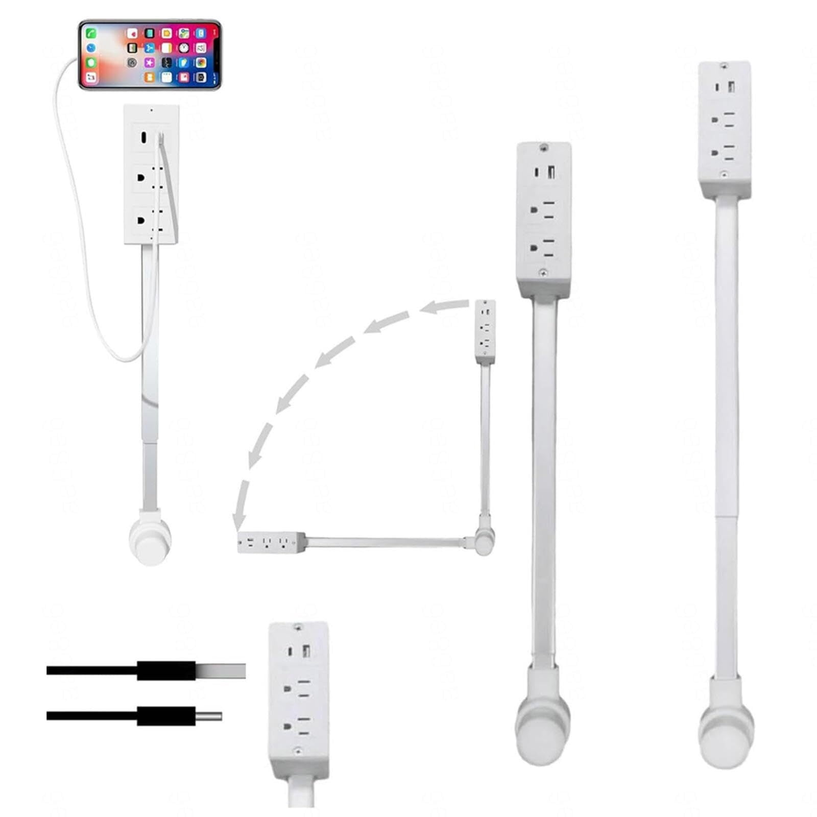 Extended and Rotating Outlet Features USB-A, USB-C, and 2 Ac Outlets ...