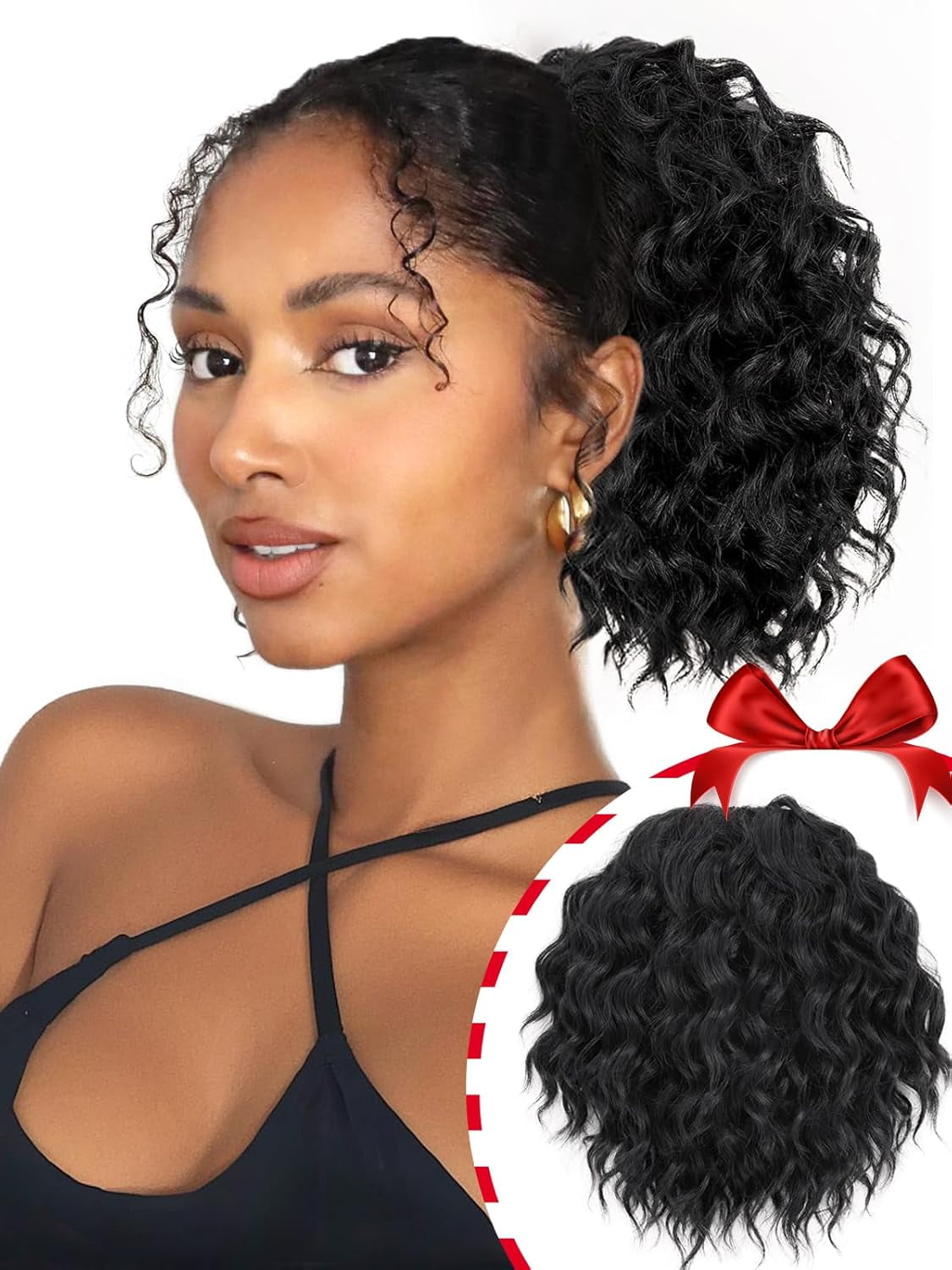 Extension 8 Inch Short Wavy Curly Ponytails Drawstring Ponytail for ...