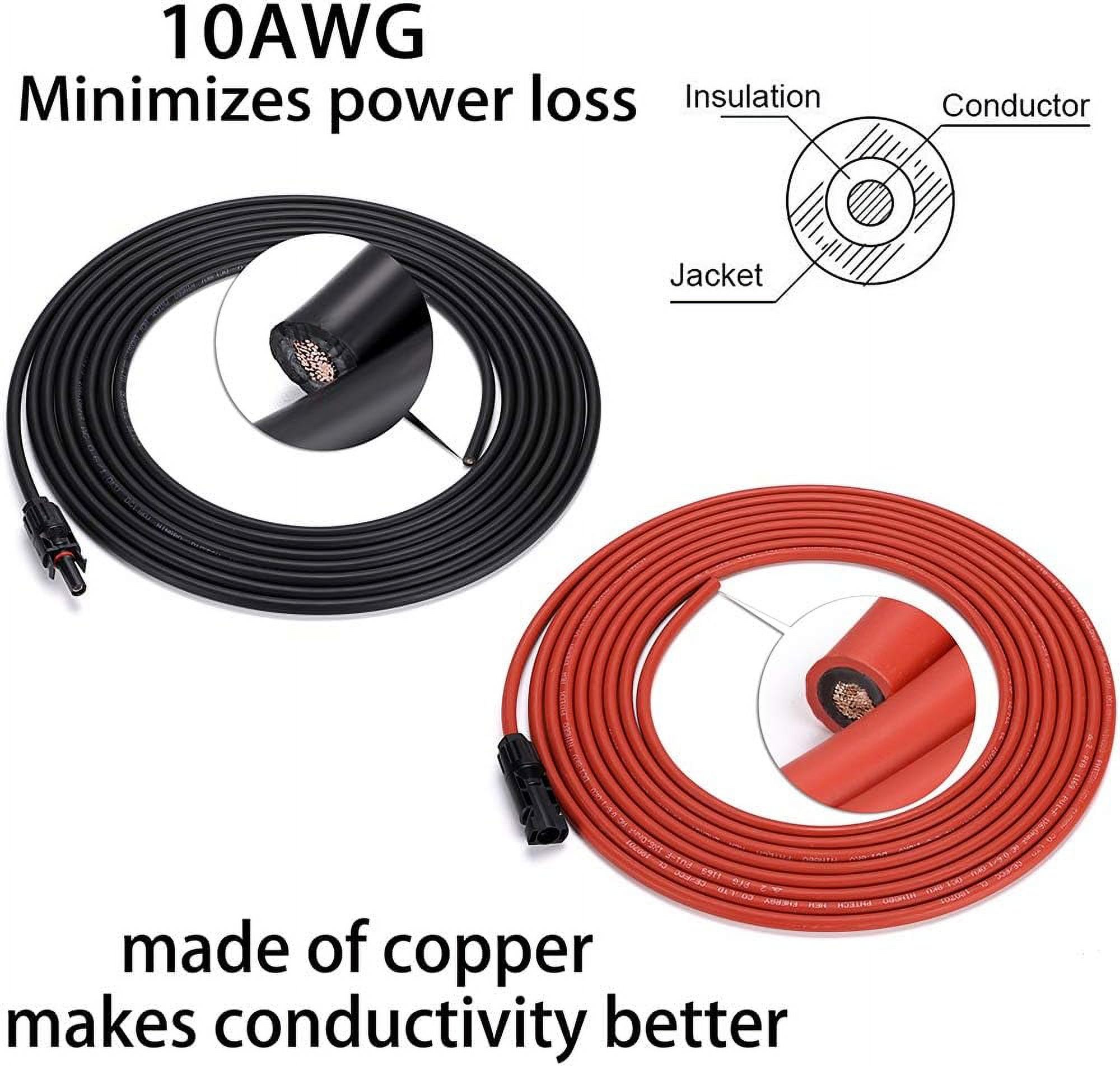 Extension Cable - Both Sides - Solar Cable - Red/Black - 6mm² - With ...