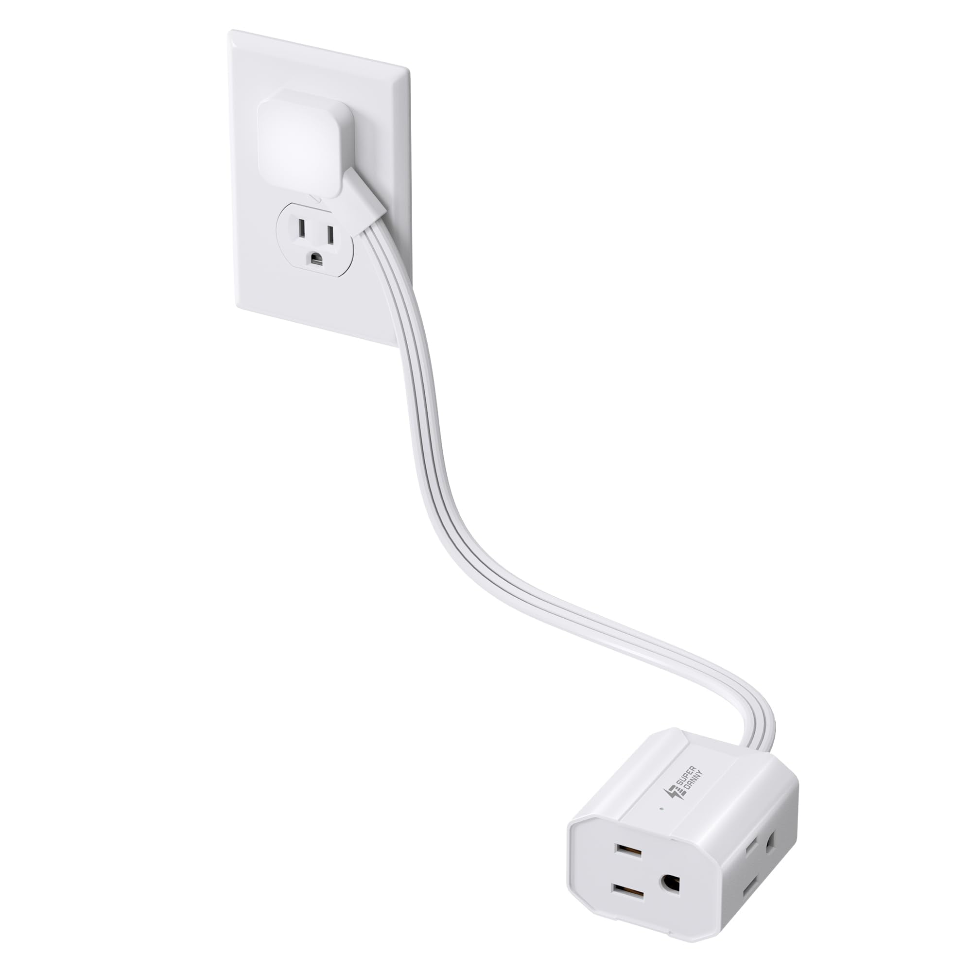 Extension Cord 1.5ft SUPERDANNY Mini Power Strip Ultra Right Angled ...