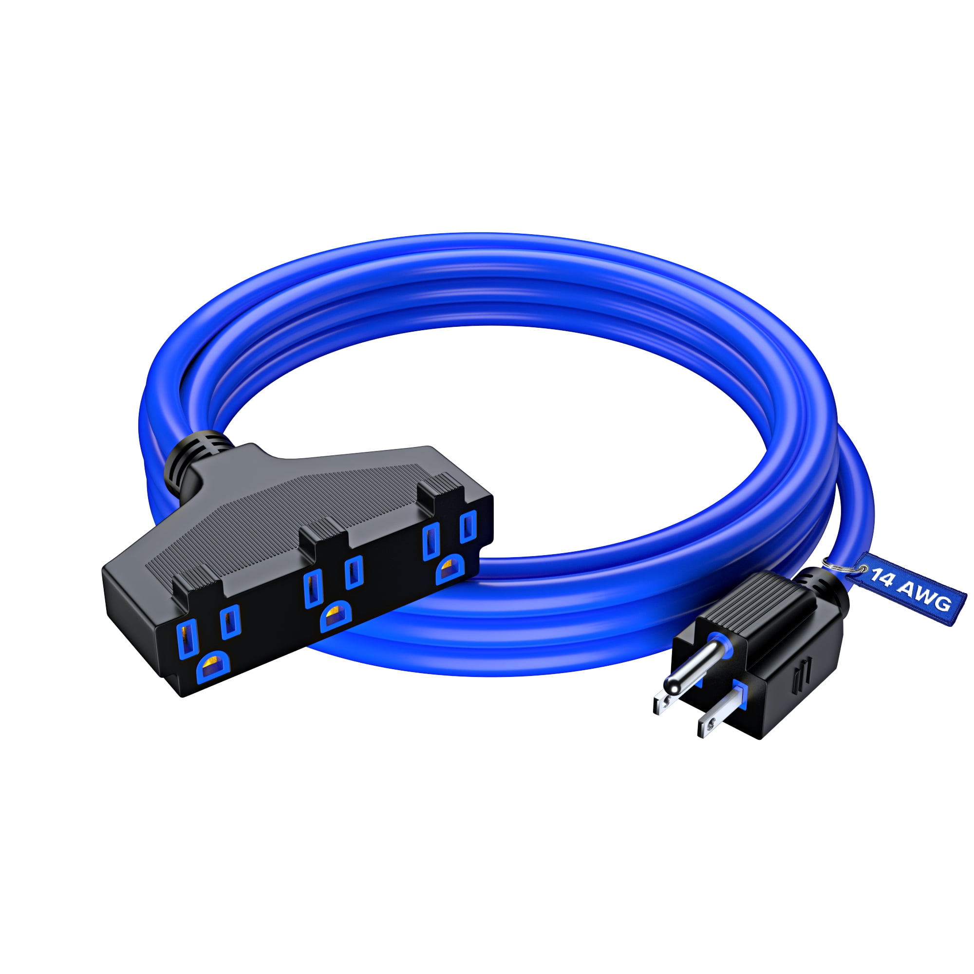 Extension Cord 10 Feet, SJTW Extension Cord with Multiple Outlets, 14 ...