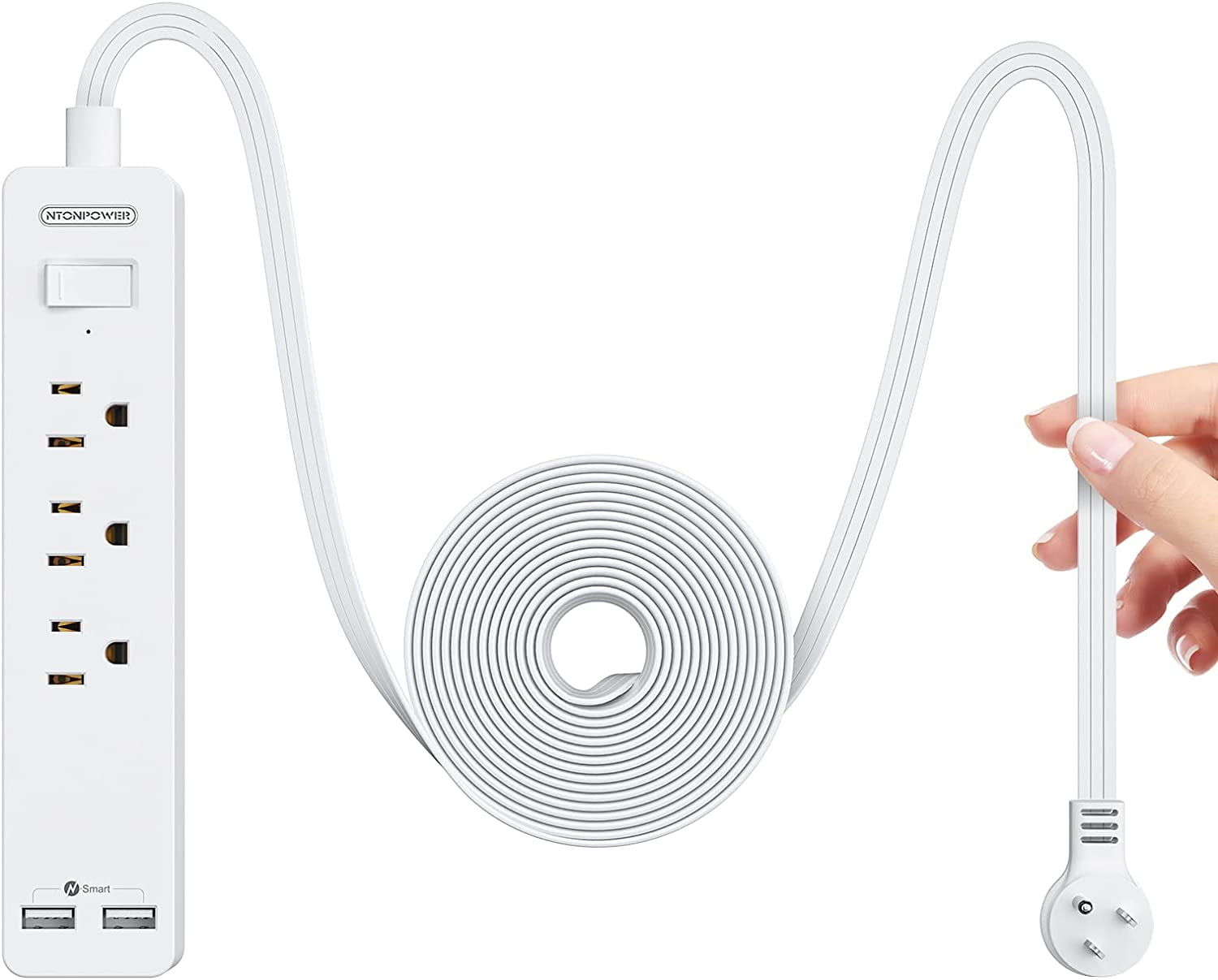 Extension Cord 10 Ft, Flat Extension Cord Under Carpet, Rug, Door, Flat ...