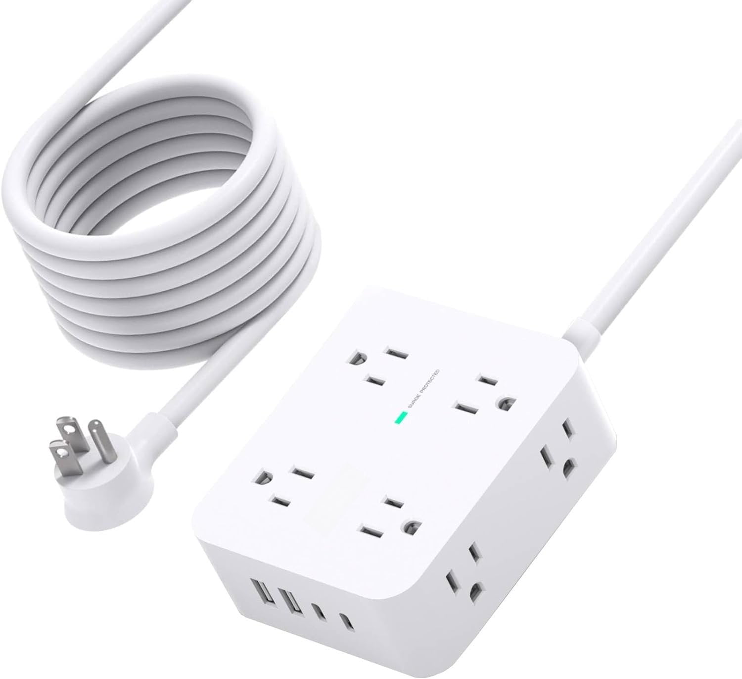 Extension Cord 10 Ft, Surge Protector Power Strip with 8 Widely Outlets ...