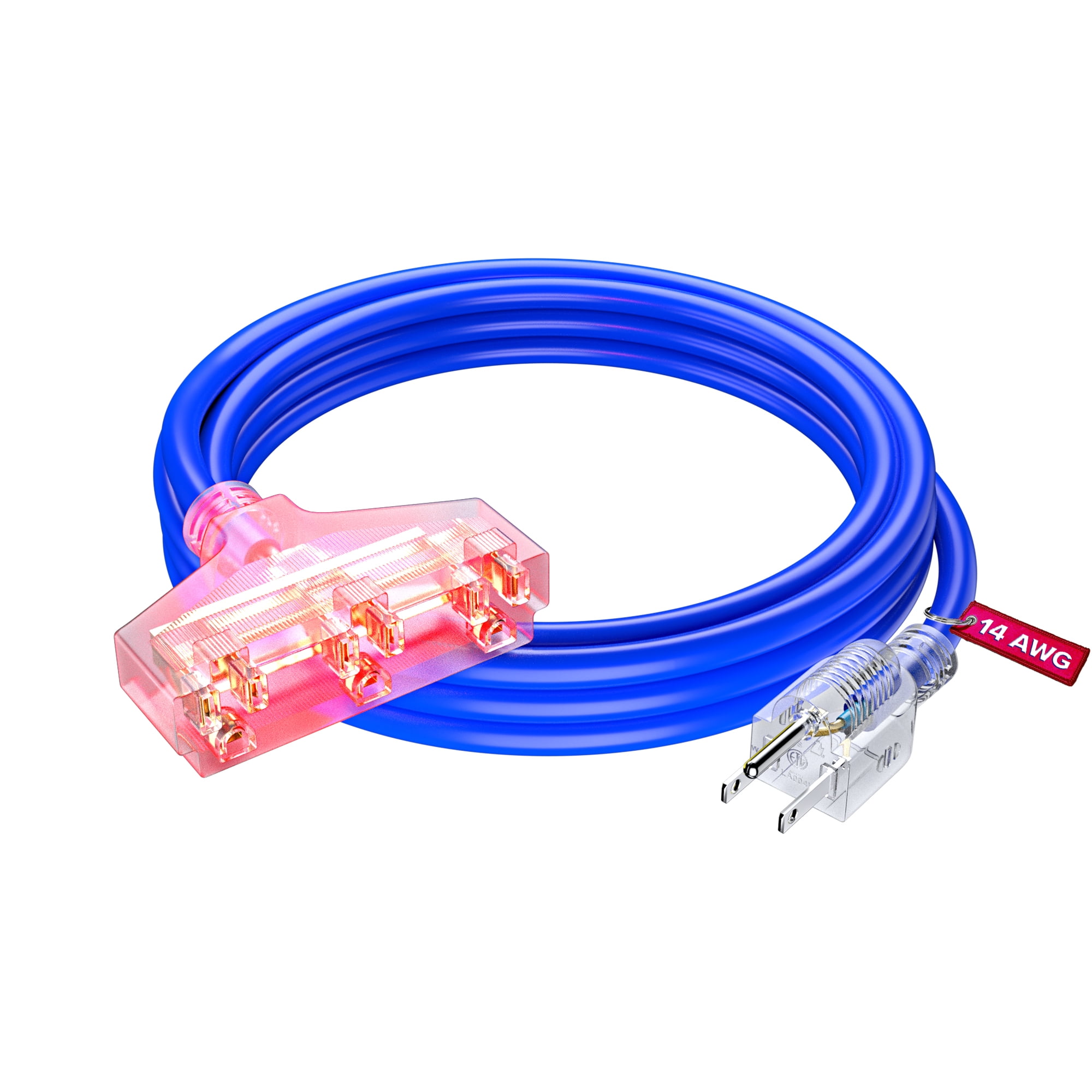 Extension Cord 10 ft, Extension Cord with Multiple Outlets, SJTW 14 ...