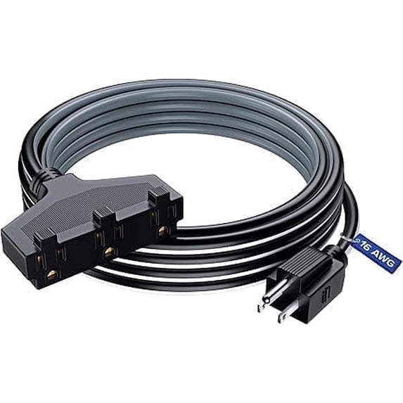 Extension Cord 15 ft, SJTW Extension Cord with Multiple Outlets, 16 ...